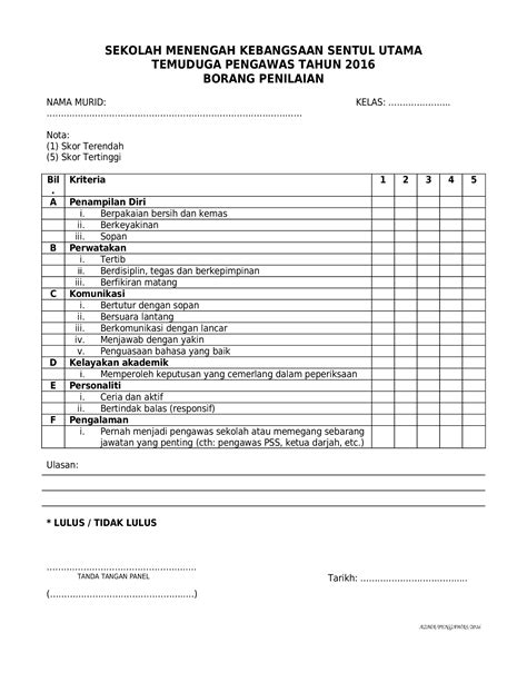 Doc Borang Temuduga Pengawas Dokumen Tips Riset