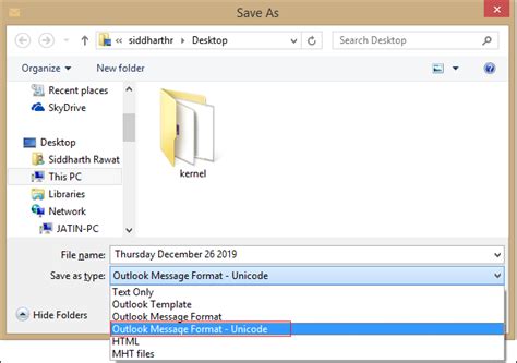how to create and save an msg file in ms outlook