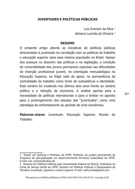 Pdf Juventudes E PolÍticas PÚblicas