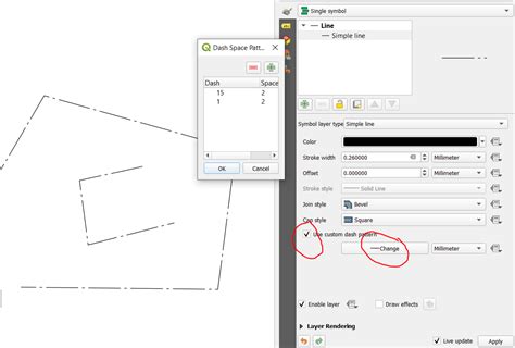 qgis 3 how to customize line dash symbology geographic