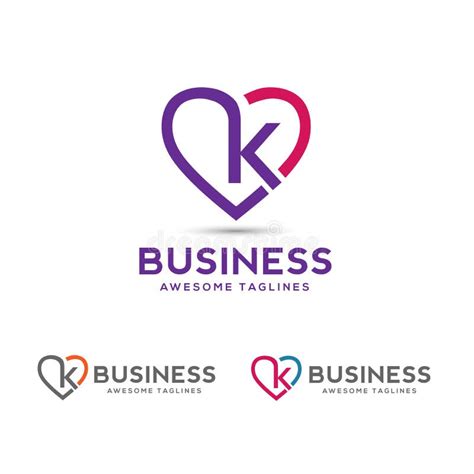 La Letra K Con El Corazón Resume Vector Del Logotipo Ilustración Del