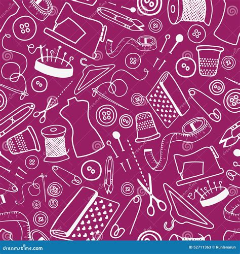 Seamless Pattern With Sewing And Tailoring Stuff Stock Vector