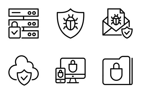 Secure And Protection Line Icons Set Of Security Icons Vector