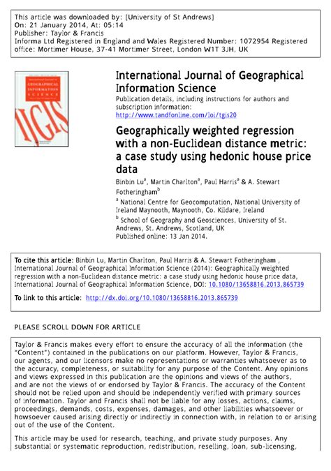 pdf geographically weighted regression the analysis of spatially