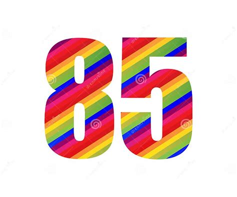 85 Number Rainbow Style Numeral Digit Colorful Number Vector