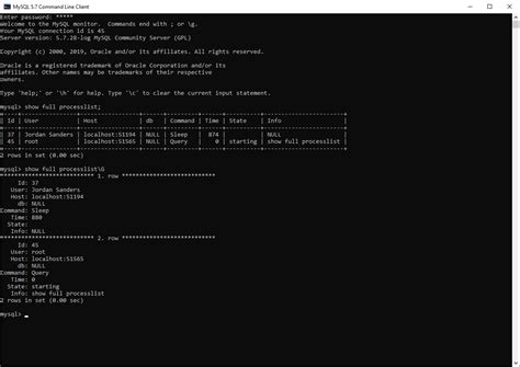 how to show running queries in mysql processlist