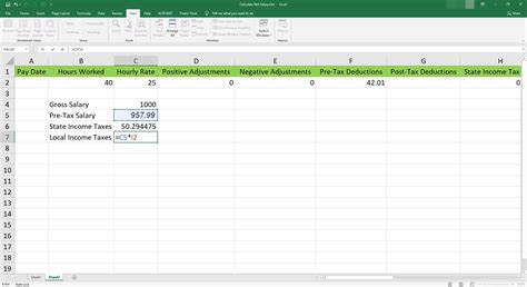 calculate net salary using microsoft excel