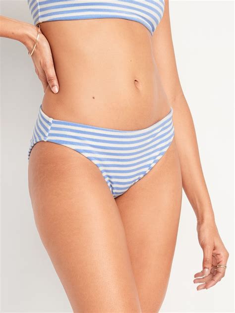 Old Navy Low Rise Striped Terry Classic Bikini Swim Bottoms For Women