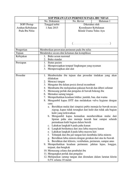 Sop Senam Kegel Pada Ibu Nifas Pdf