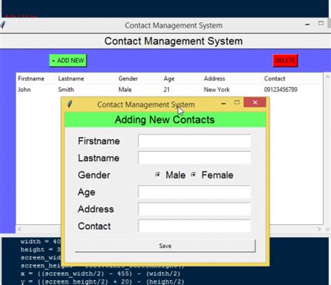 contact management system project in python free source