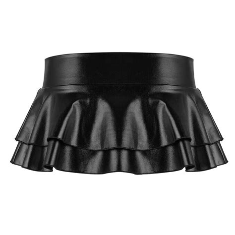 Sexy Women Shiny Metallic Micro Mini Skirt Disco Dance Party Short