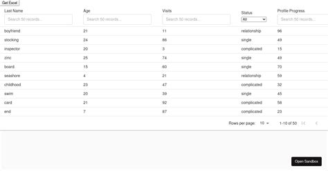 react table excel export forked codesandbox