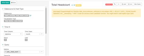postgresql need to view time series monthly in superset