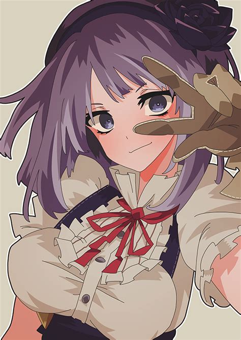 Safebooru 1girl Blue Eyes Breasts Brown Gloves Dagashi Kashi Gloves