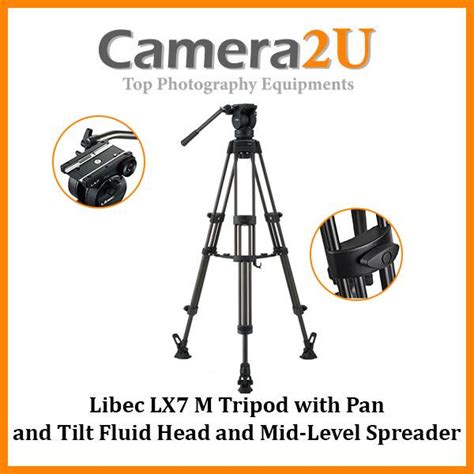 Libec Lx7 M Lx7m Tripod With Pan And Tilt Fluid Head And Mid Level