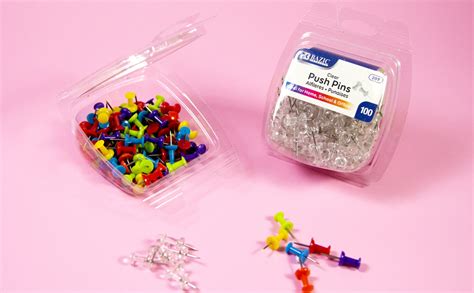 Bazic Assorted Color Push Pins 100 Pack Bazic Products