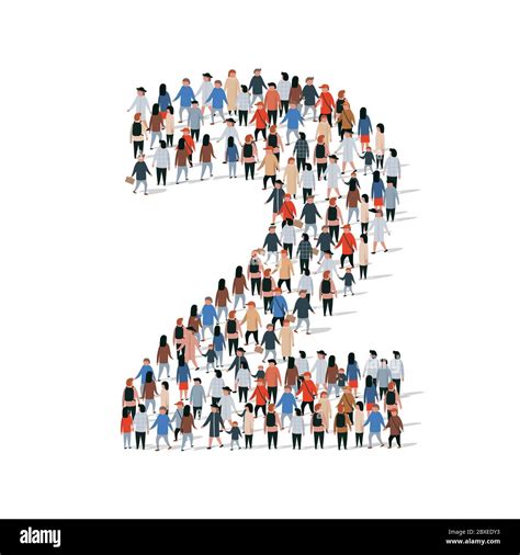 Large Group Of People In Number 2 Two Form Vector Illustration Stock