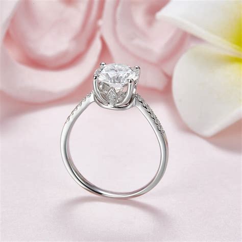 Round Moissanite Engagement Ring 2 Carat In 925 Sterling Etsy