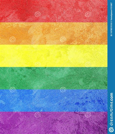 Rainbow Lgbtq Or Gay Pride Flag On Decorative Plaster Or Concrete