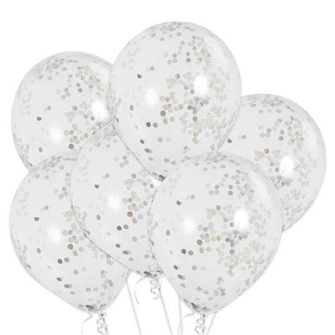 6 Ct Silver Confetti Balloons Silver Confetti Balloons Etsy