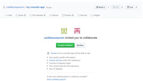 sending and accepting a github repository invitation