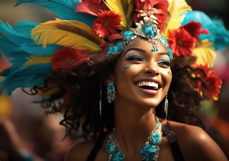 Premium Photo Beautiful Brazilian Woman Dressed In Carnival Clothes
