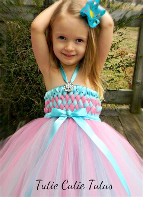 Flower Girl Woven Tutu Dress In Robin Egg Blue And Pink 2t 5t Etsy