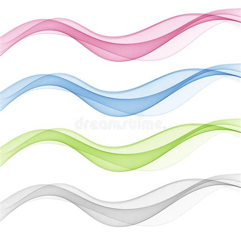 Abstract Smooth Color Wave Vector Set On White Background Curve Flow