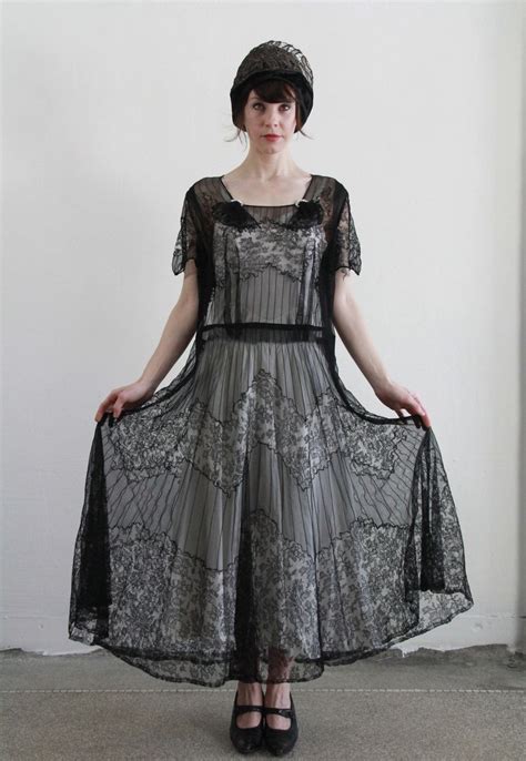 Sheer 1930s Dress Deco Era Lace And Diamond Gown 30s High Etsy