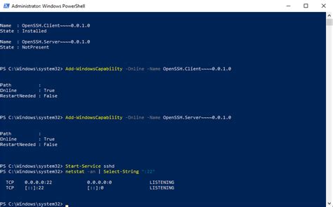 windows 10 install openssh