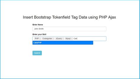 insert bootstrap tokenfield tag data using php ajax