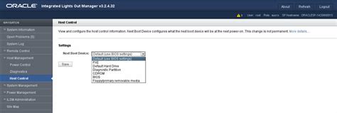 select a temporary boot device oracle ilom web interface netra