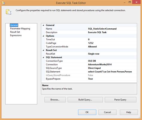 tarea execute sql ~ sql server integration services