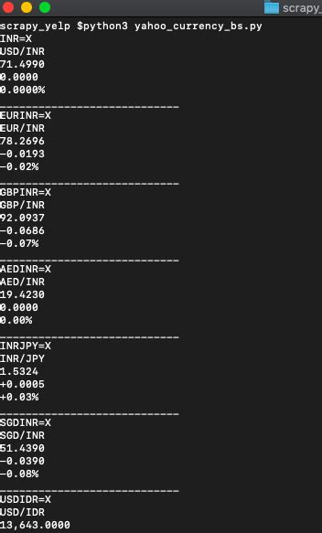 scraping currency data from yahoo finance with python and beautiful