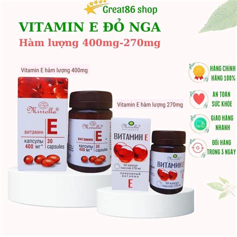 Vitamin E đỏ Nga Great86 Vitamin E Hàm Lượng 270mg 400mg Giúp Tái Tạo
