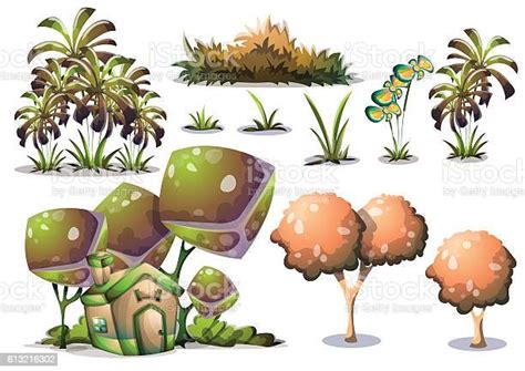 cartoon vector nature landscape object with separated layers stock