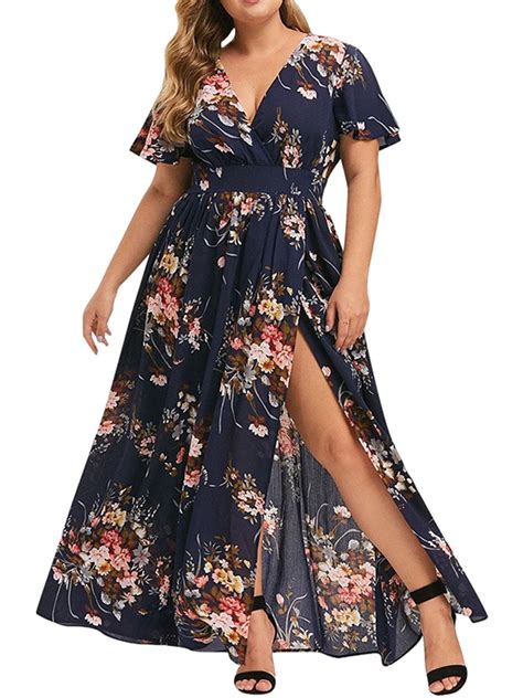 Niuer Ladies Floral Printed Dress Hawaiian Casual Vacation Sundresses