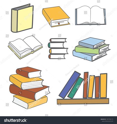 Stack Multi Colored Books Vector Illustration Stock Vector Royalty