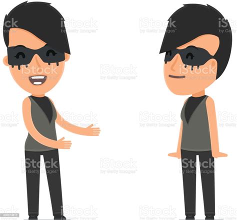 Funny Character Outsider Girl Introduces His Shy Friend Stock