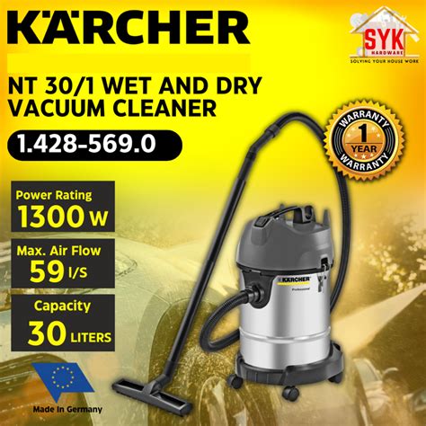 Syk Karcher Nt30 1 Me Classic 14285690 1300w 30l Wet Dry Vacuum Cleaner