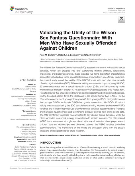 pdf validating the utility of the wilson sex fantasy questionnaire