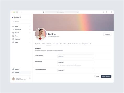 Dashboard User Password Settings — Untitled Ui By Jordan Hughes® On