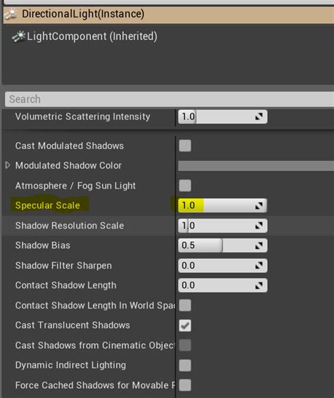 can you increase specular scale on directional light past 1 0 wet
