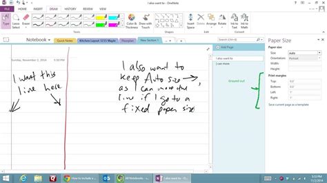 in onenote 2013 ruled lines is it possible to move the red vertical