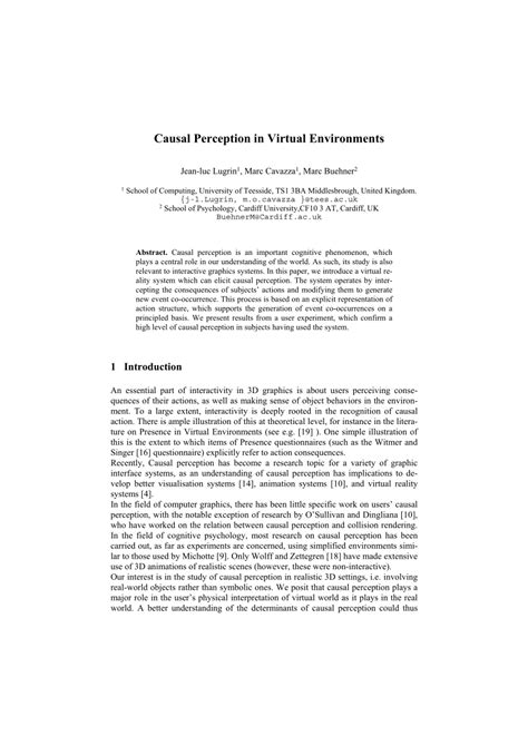 pdf causal perception in virtual environments