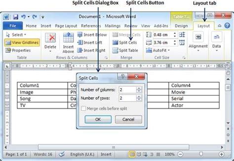 how to merge or split cells in microsoft word