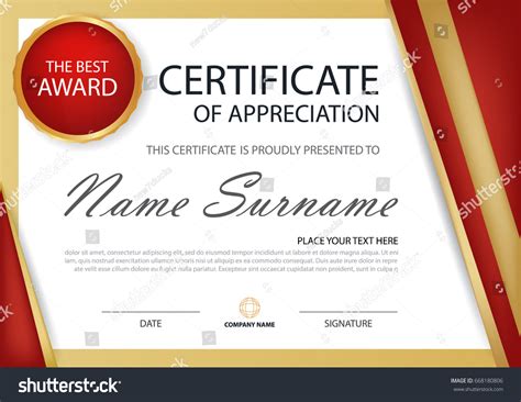 Red Elegance Horizontal Certificate With Vector Royalty Free Stock