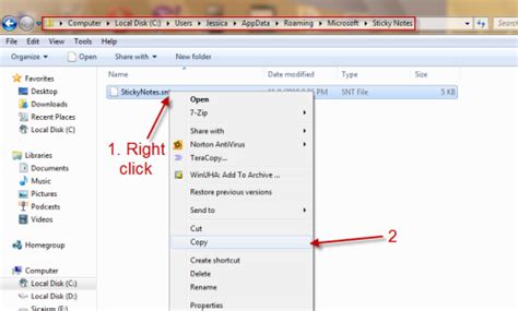 windows 7 how to import and export sticky notes