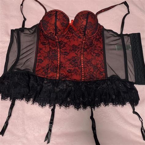Baci Lingerie Womens Red And Black Bra Depop