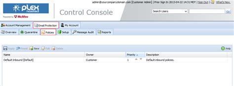 how to create and activate new policy at the mcafee control console